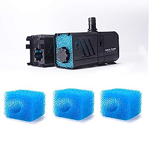 Insputer Submersible Water Pump Filter Aquarium Air Pump with 2 Section Filters for Fish Tank Turtle Tank Pond Saltwater Freshwater (3pcs Filter Replacement)
