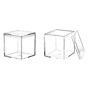 NA Clear Acrylic Plastic Square Cube Jewelry Box Mini Storage Containers with Lids Storage(8 Pieces)