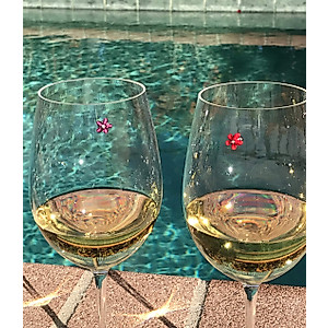 Petite Flower Magnetic Wine Glass Charms - Set of 8 Drink Marker Magnets for Regular or Stemless Glasses by Simply Charmed