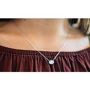 Sterling Silver Opal Necklace, 925 Sterling Silver & 14K White Gold Plating, October Birthstone Necklace, Small Oval Opal Jewelry For Women, Gemstone Necklace, Simple Necklace (White Gold)