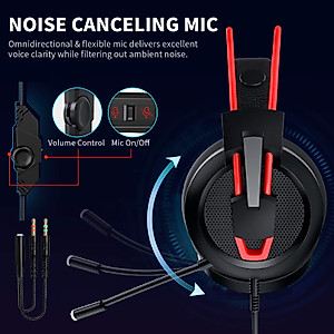 Zentouch Gaming Headset, Stereo Headset with Noise Cancelling and Mic, Over Ear Headset for PS4 PC Laptop