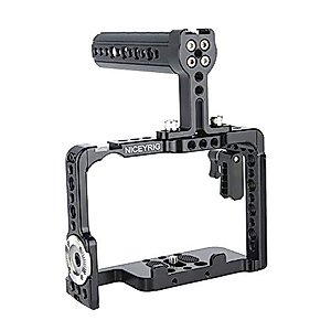 NICEYRIG Camera Cage Kit for Sony A7RIII/ A7RIV/ A7IV/ A7III/ A7SIII/ A7RII/ A7SII/ A7II/ A9, with Cheese Top Handle and Cable Lock Clamp - 190