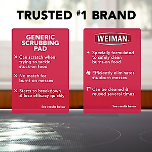 Weiman Cook Top Scrubbing Pads, 3 Count, 2 Pack Cuts Through the Toughest Stains - Scrubbing Pads Carefully Wipe Away Residue