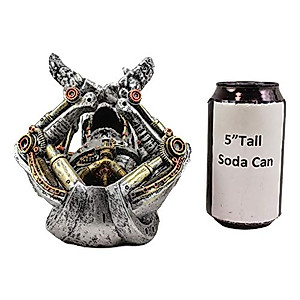 Ebros Steampunk Industrial Victorian Sci Fi Cyborg Robotic Terminator Skeleton Wine Bottle Holder Figurine with Painted Gearwork Clockwork and Mechanical Parts Party Hosting Skeletons Skulls Decor