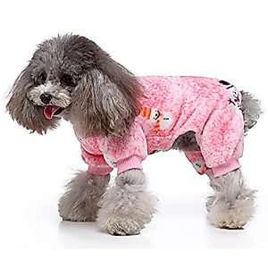 XIAOYU Christmas Pet Clothes Snowflake Pattern Warm Dog Pajamas Cat Jumpsuits Puppy Apparel, Pink, M