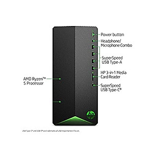 HP Pavilion Gaming Desktop Computer AMD 6-Core Ryzen 5 5600G Processor 8GB RAM 256GB SSD AMD Radeon RX5500 4 GB Win 10 Home, Black (Renewed)