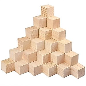 50 Packs Wooden Blocks for Crafts, 2 Inch Pine Wood Cubes, Wooden Cubes for Paint, Stamp, Decorate, DIY Projects and Personalized Gifts,by GNIEMCKIN.