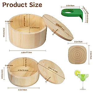 Set of 2 Wood Margarita Salt Rimmer with 2Pcs Coasters and 5Pcs Plastic Drink Clips, LASZOLA Wooden Salt Bar Sugar Rimmer with Lid for Cocktails Bottle Buckle Holders - Bar Accessories for Home Bar