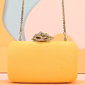 Fawziya Crystal Rose Cocktail Purses For Women Velvet Clutch-Yellow