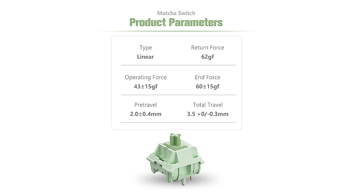 Feker Matcha Green Switches for Mechanical Keyboard DIY - 60N Linear Keys