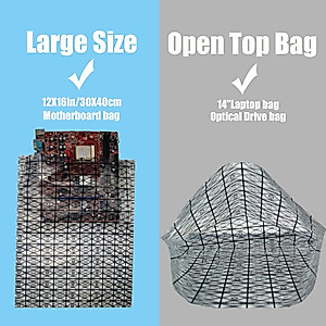 Daarcin Open Top Antistatic Bag,10pcs 12X16in/30x40cm Large ESD Anti Static Bags for Motherboard Video Card LCD Screen with Anti-Static Labels