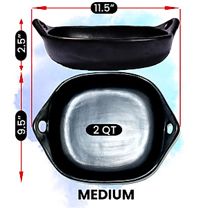 Ancient Cookware, Clay Square Roasting Chamba Pan, Medium, 2 Quarts