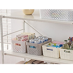 HANAMYA Lidded Storage Bin Organizer | Storage Organizing Container, 5 Liter, Set of 6, Gray