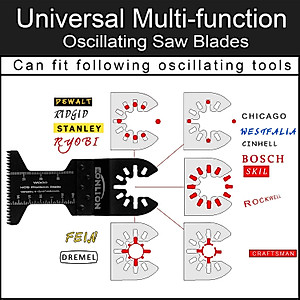 EONLION 50Pcs Metal Wood Oscillating Multitool Quick Release Saw Blades Kit Compatible with Fein Multimaster Porter Cable Black, Decker Bosch Dremel Craftsman Ridgid Ryobi Milwaukee Dewalt Rockwell