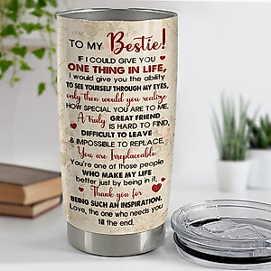 SANDJEST Personalized Best Friend Tumbler Bestie Tree 20oz 30oz Tumblers with Lid Gift for Women Girl Best Friends Besties Soul Sisters Christmas Birthday