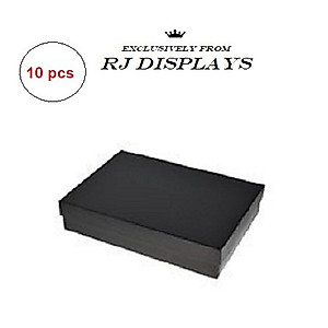 10 Pack Cotton Filled Matte Black Color Jewelry Gift and Retail Boxes 5.25 X 3.75 X 1 Inch Size by R J Displays