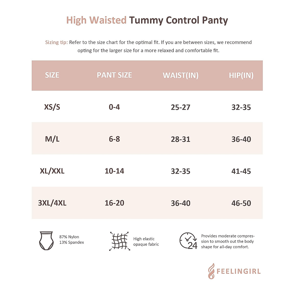 FeelinGirl Shapewear Tummy Control Underwear for Women High Waisted Panty Girdles Body Shaper Panties Black M/L