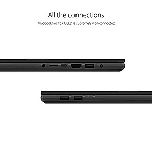 ASUS VivoBook Pro 16X OLED Slim Laptop, 16" 4K 16:10 Display, AMD Ryzen 9 6900H CPU, NVIDIA GeForce RTX 3050 Ti, 32GB RAM, 1TB SSD, Windows 11 Home, 0°Black, M7600RE-XB99,Gray