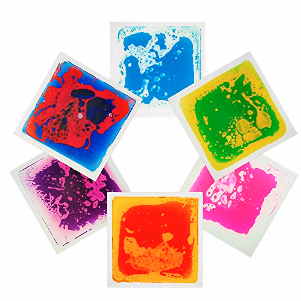 Art3d 1-Pack Fancy Floor Tile for Kids Room Liquid Encased Floor Tile, 12" X 12" Blue