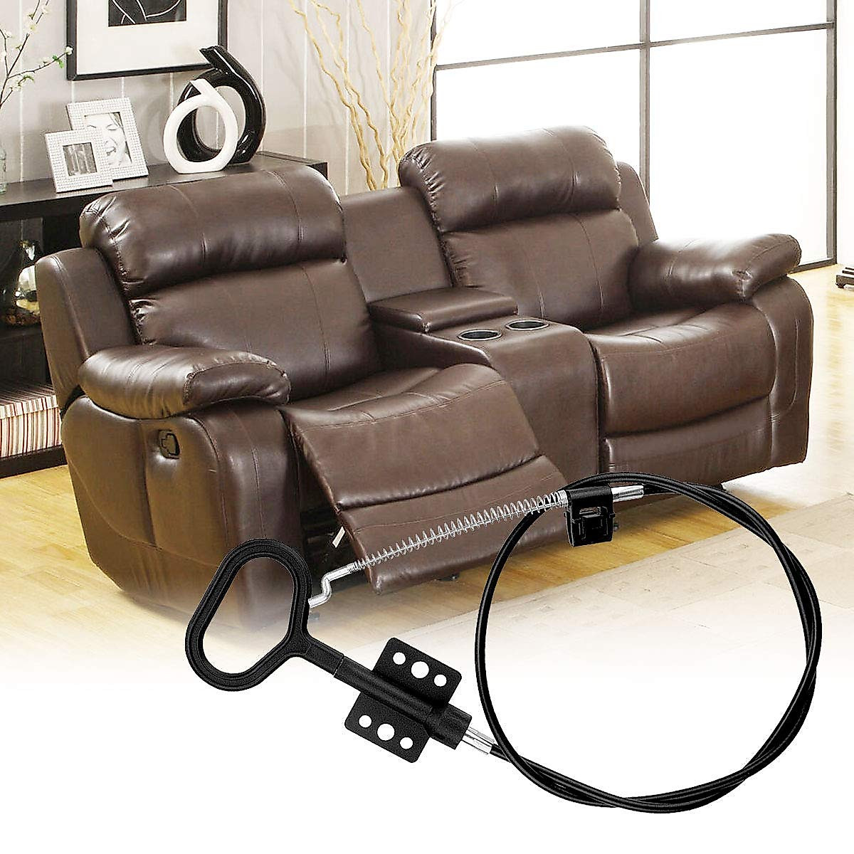 HNBun 4Pcs Recliner Pull Cable Replacement, Universal D-Ring Sofa Recliner Cables Black Couch Release Cables Replacement, Hook Exposed Cable Length 4.75 Inch with S Tip, Total Length 36.5 Inch