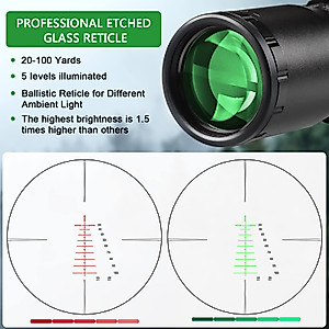 Professional Crossbow Scope, 300-450FPS(1.5-5x32), 20-100 Yards High Brightness and high Definition Red and Green Etched Glass Reticle, Free 20mm mounts