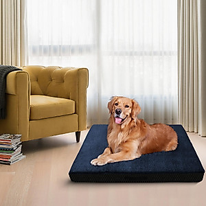 COSHNIBI Dog Bed Covers Replacement Washable,Waterproof Bed Covers Soft Plush Replacement with Zipper & Removable for Dog/Cat 36''Lx27''Wx4''H-Navy Blue