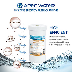 APEC Water Systems FI-KDF85-10BB US Made Iron and Hydrogen Sulfide Reduction Replacement Water Filter 4.5"x10", White