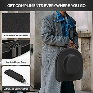 Gelozid Hat Box Holder Case for Travel, Hard Travel Hat Case for Mens Fedora Hats, Crush-Proof Box for Fedora Hat Storage, Hat Carrier with Adjustable Strap, Lightweight and Classy for Travel