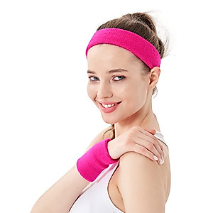 Mallofusa ? 10 PCS Cotton Sports Basketball Headband / Sweatband Head Sweat Band/Brace Gift Party Outdoor Activities (Pink)