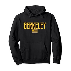 Berkeley California US Flag Vintage Text Amber Print Pullover Hoodie