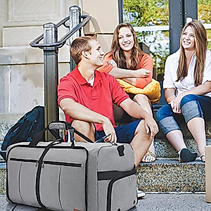 80L Travel Duffle Bag for Men, Large Foldable Duffel Bag for Travel with Shoe Compartment Overnight Weekender Bag Gym Bag for Men Women Waterproof & Tear Resistant (Gray, 80L)