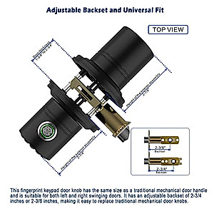 iuknob Fingerprint Door Knob with Keypad and Key, Smart Biometric Digital Lock with Voice Navigation Programming, Combination Electronic Handle for Interior Doors, Entry Gate,Bedrooms,Garage.