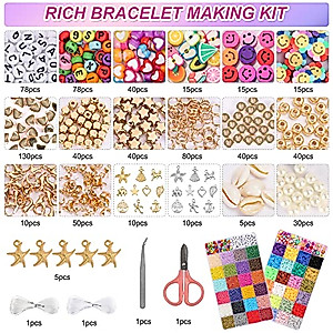 QUEFE Bracelet Making Kit 20000pcs 2mm Glass Seed Beads 3600pcs Clay Beads for Jewelry Making Letter Beads Charms Pendants Heishi Beading Supplies for Girls Handmade Gift