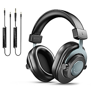 FIFINE USB Desktop Microphone 3.5mm/6.35mm Headphones for Studio Monitor, PC Microphone with Gain Control and Mute Button, Black Podcast Headphones with Coiled Cables, Soft Earmuffs (K683A+H8)