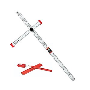 Kapro - 317 Adjustable Drywall T-Square Tool + 257 Pencil Bundle - 48 Inch - for Layout and Marking - Features Sliding Head and Dual Directional Printed Scale - Aluminum