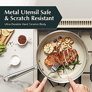 Redchef Non Stick Frying Pans Set, Hybrid Ceramic Frying Pan Set 2 Piece, 8, 10 Inch, Nonstick Skillet with Stay-Cool Handle, Non Toxic, PFAS PFOA & PTFE Free, Dishwasher Safe