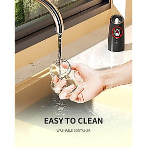 CIRCLE JOY Gravity Electric Salt and Pepper Grinder Set Rechargeable Salt and Pepper Grinder Set with LED Light, No Battery Needed, Adjustable Coarseness, Washable 135ml Container, Black