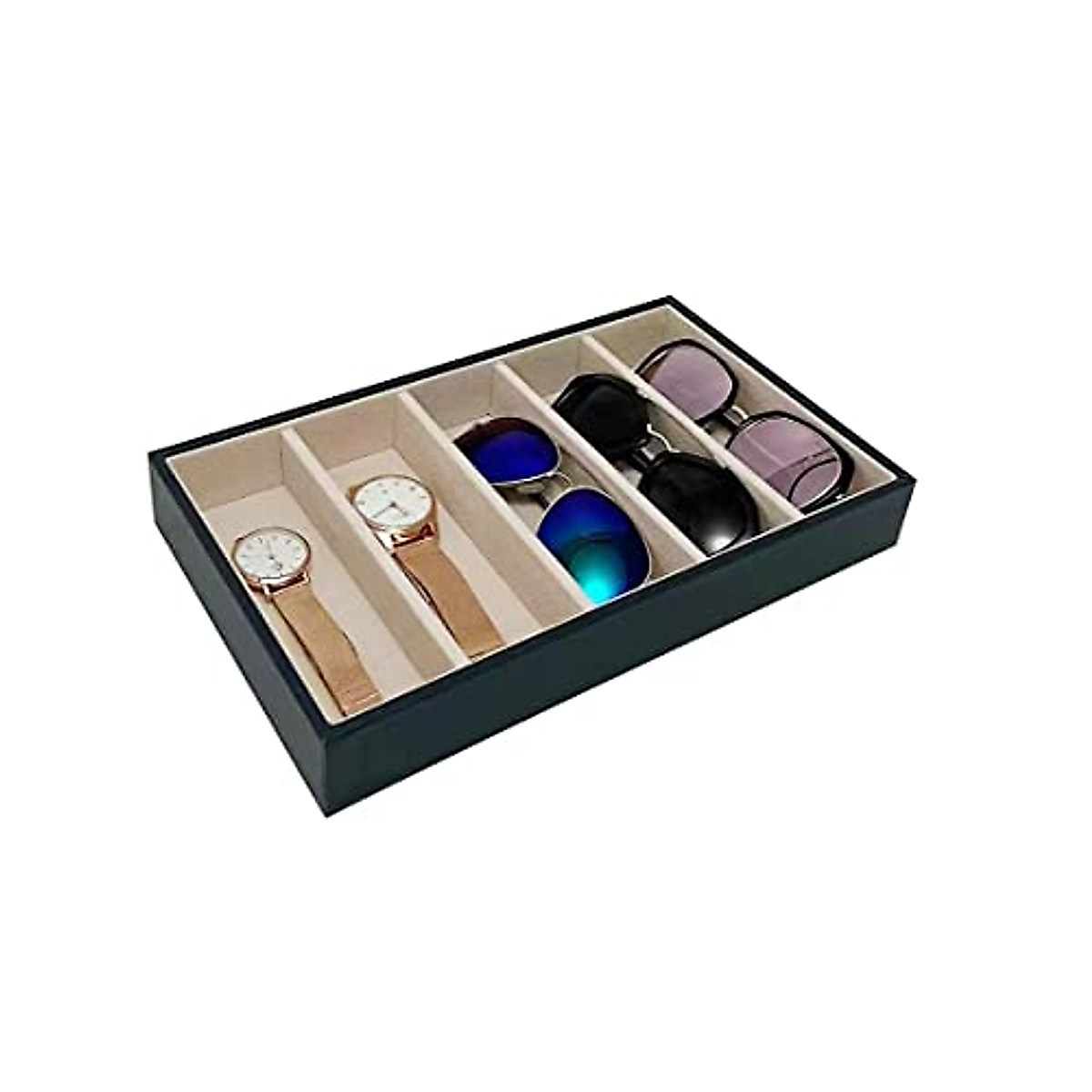 Svea Display 5 Slot High End PU Leather Velvet Drawer Divider Eyewear Storage Sunglasses Jewelry Tray Organizer