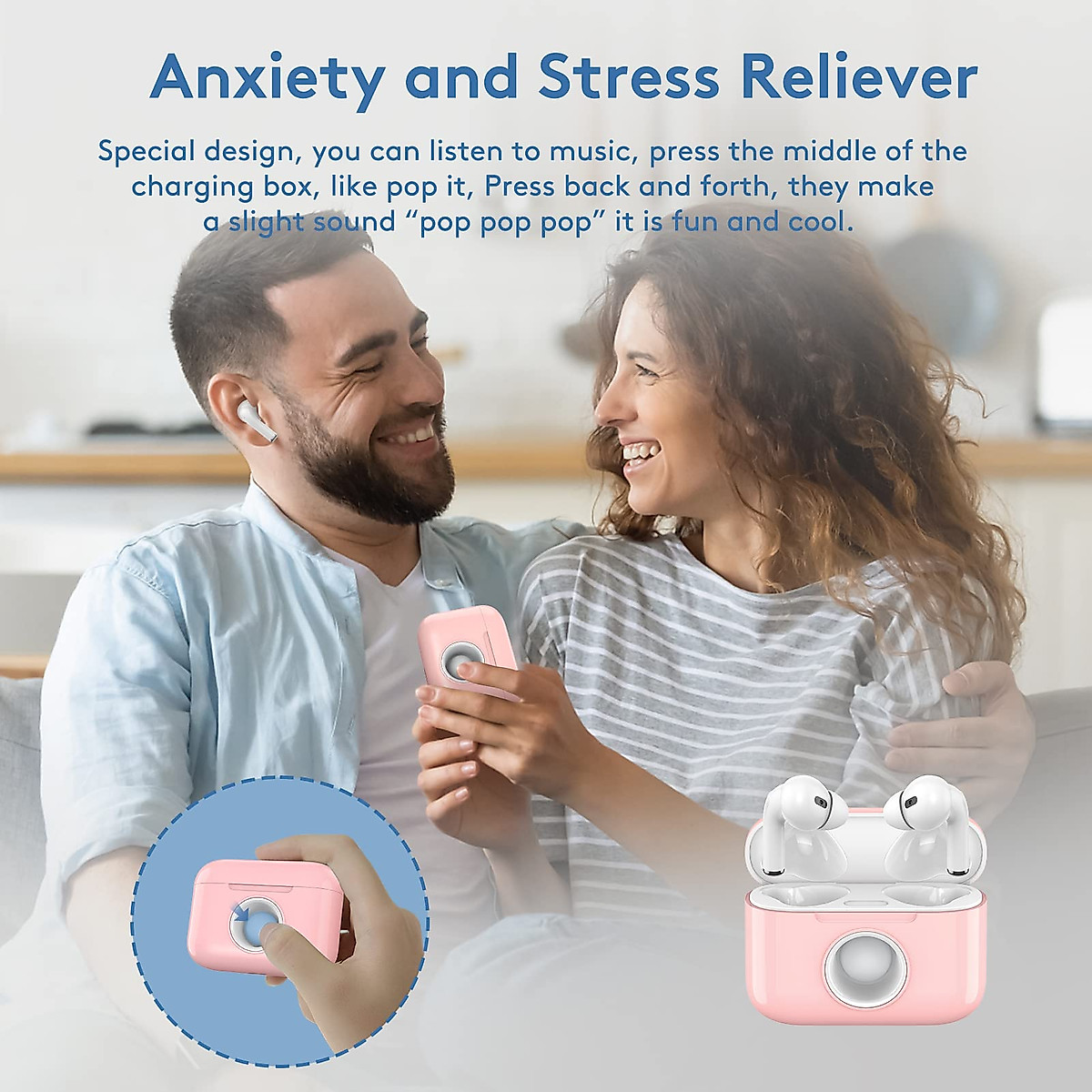 Chof A3 Wireless Earbuds Bluetooth Call Noise Cancelling Ear Buds with Microphones, Auto Pairing in Ear Headphones, 36H Playtime, Premium Stereo Earphones for Sport Home Office Pink