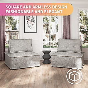 Mixoy Modular Sectional Sofa, Couch for Living Room Office Apartment Resting, 1 PCS DIY Combination Oversized Sleeper Sofa Bed, Comfy Floor Couch | Light Grey