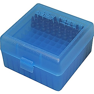 MTM 100 Round Rifle Ammo Box 17, 204, 223, 5.56x45, 6x47, Clear Blue