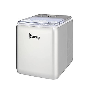 NA 120V 150W 44lbs/20kg/24h Ice Maker ABS Transparent Cover/Display Commercial/Home Silver