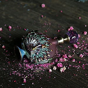 YU FENG Pewter Peacock Figurine Perfume Bottle Heart Shaped Jewelry Frosted Purple Mini Scented Fragrance Container