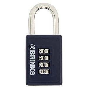 BRINKS - 40mm 4-Dial Resettable Sports Padlock - Zinc Die-Cast Body with Chrome Plated Shackle, Navy