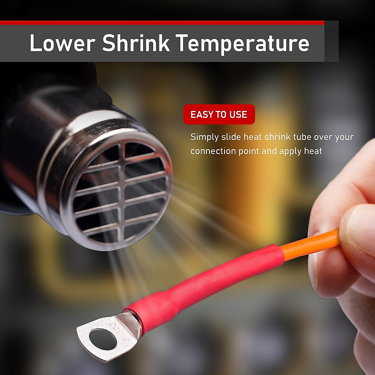 gunhunt 200 PCS Double-wall Tube Heat Shrink Tubing Box Set, Vehicle PE Wiring Protection Sleeve Set, Used to Insulate and Protect Wires, Cables, Connectors and Components (Black & Red)