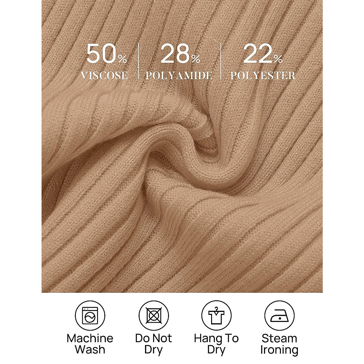 ZESICA Women's Long Sleeve Crewneck Shirts Spring Knit Sweater Slim Fitted Casual Basic Tee Tops,Toffee,Medium