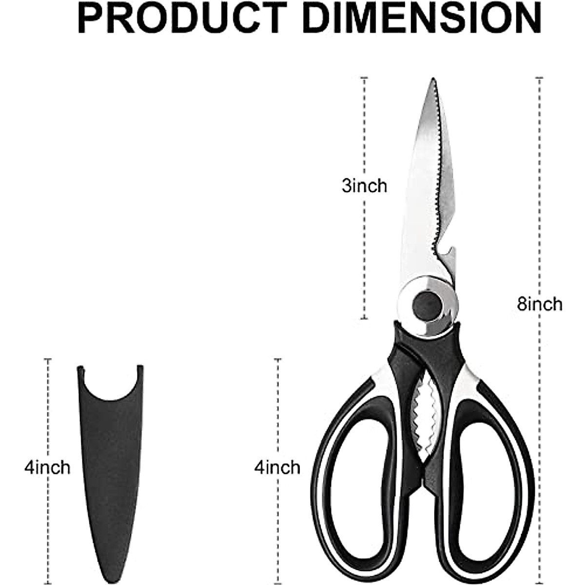 Kitchen Shears, Sharp Stainless Steel Kitchen Scissors, All-purpose Heavy Duty Scissors Essential in Kitchen Gadgets, Dishwasher Safe