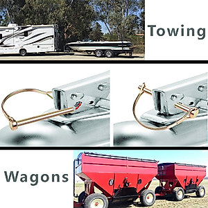 10 Pcs Shaft Locking Pin Safety Coupler Pin 1/4 Inch Diameter in 2 Shapes of Square and Arch for Farm Trailers Wagons Lawn Hitches and Garden (Silver)