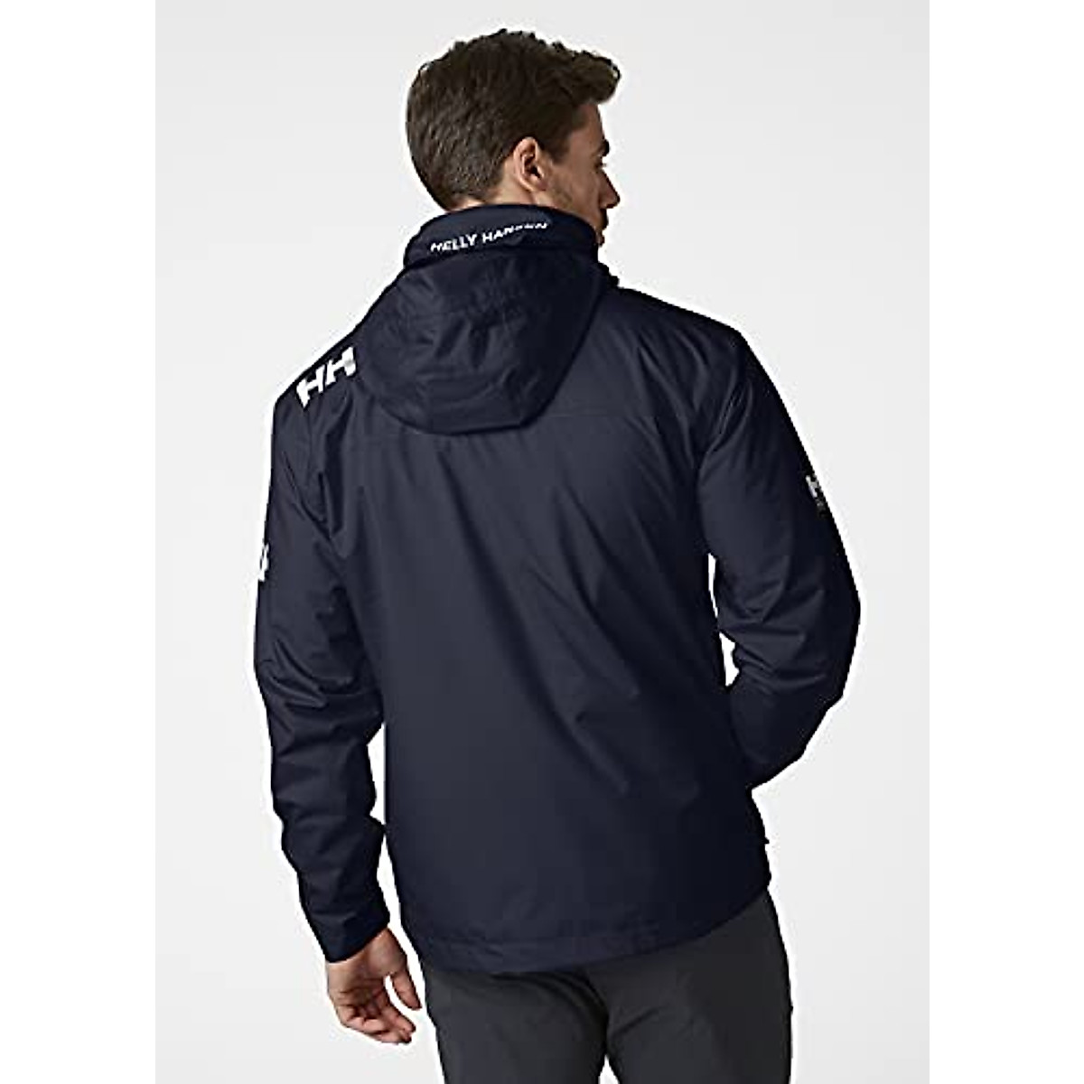 Helly Hansen Men's Crew Hooded Midlayer Fleece Lined Waterproof Raincoat Jacket, 597 Navy, 3X-Large