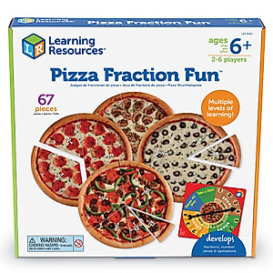 Learning Resources Pizza Fraction Fun Game, 13 Fraction Pizzas, 67 Piece Game, Ages 6+
